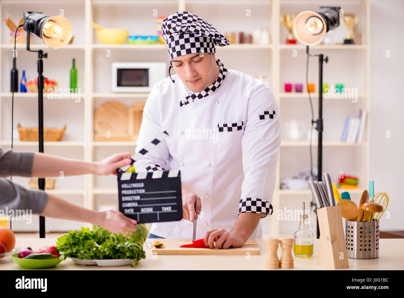 Food cooking tv show in the studio Stock Photo - Alamy