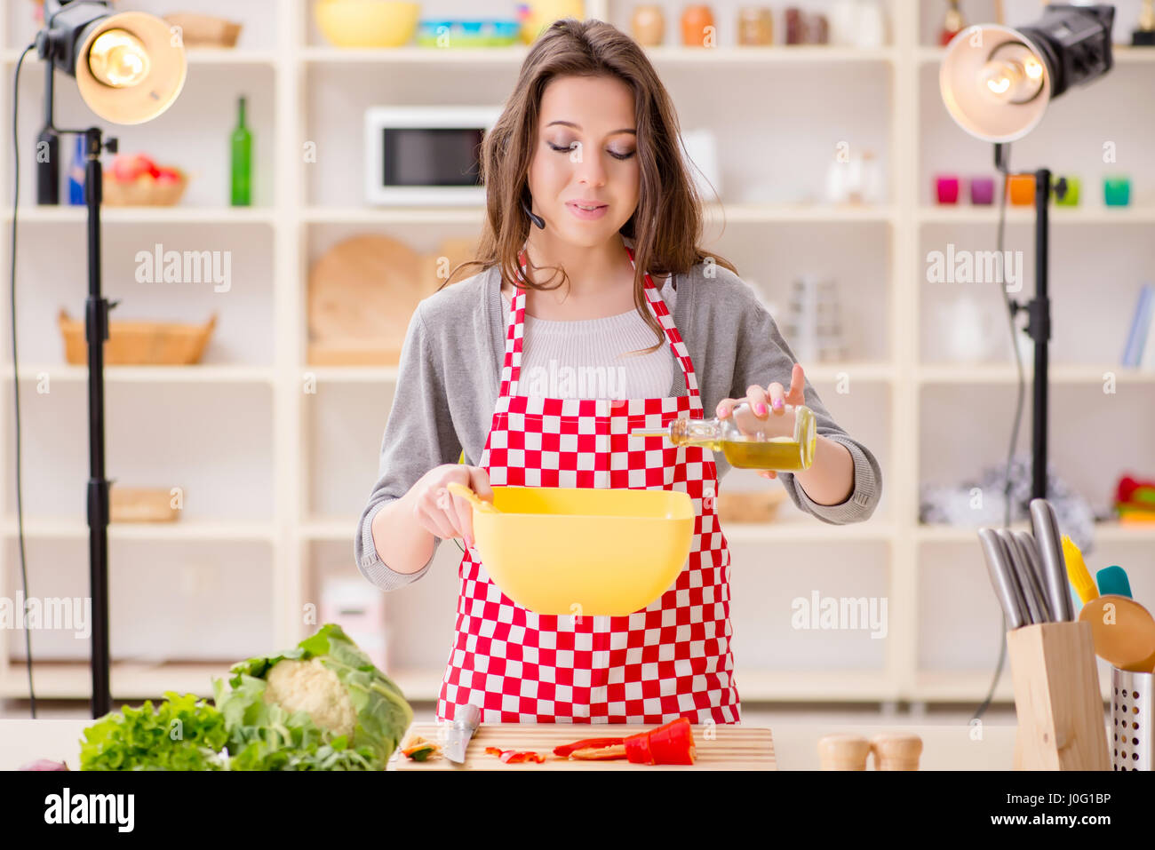 Food cooking tv show in the studio Stock Photo - Alamy