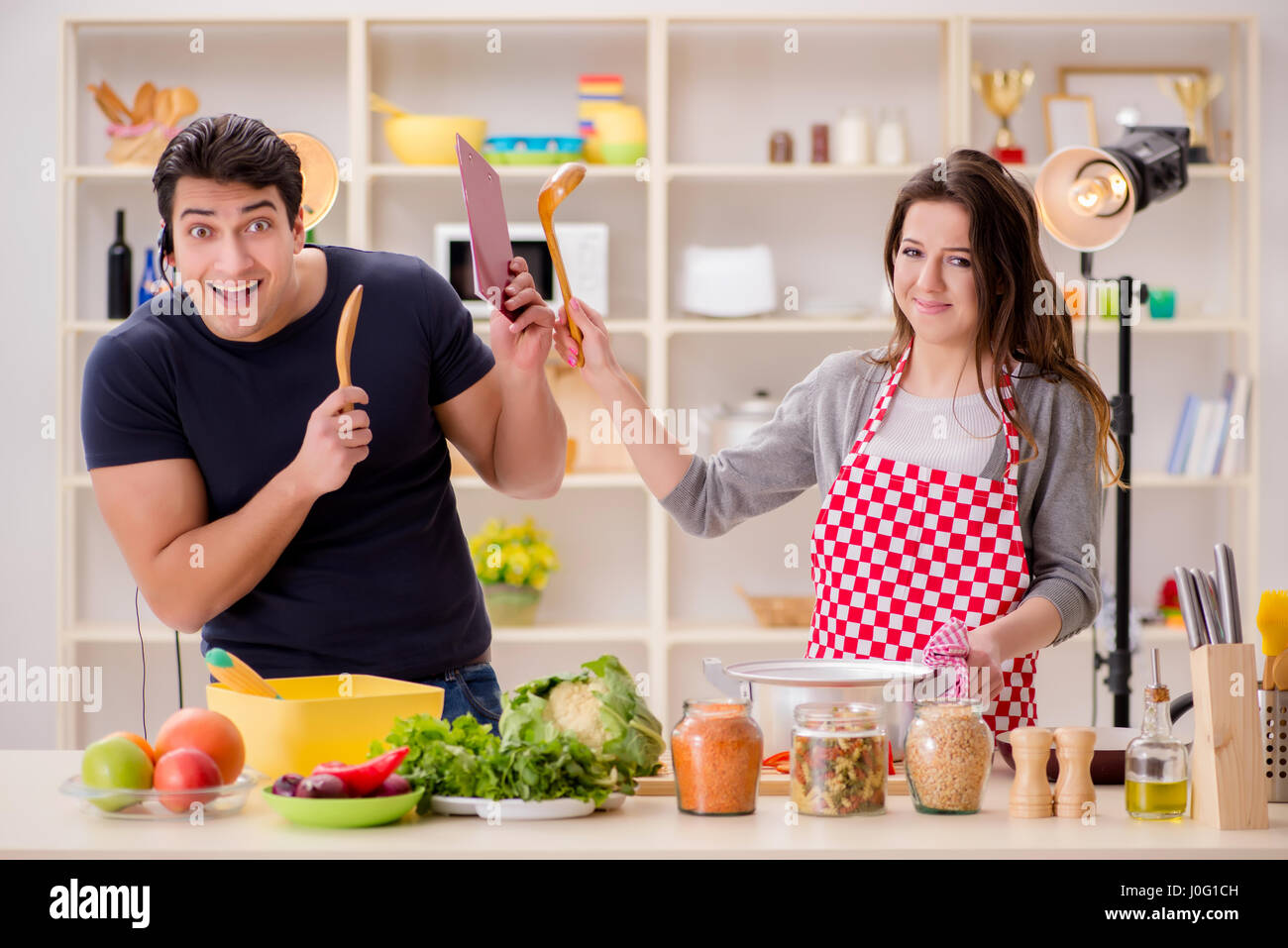 Food cooking tv show in the studio Stock Photo - Alamy