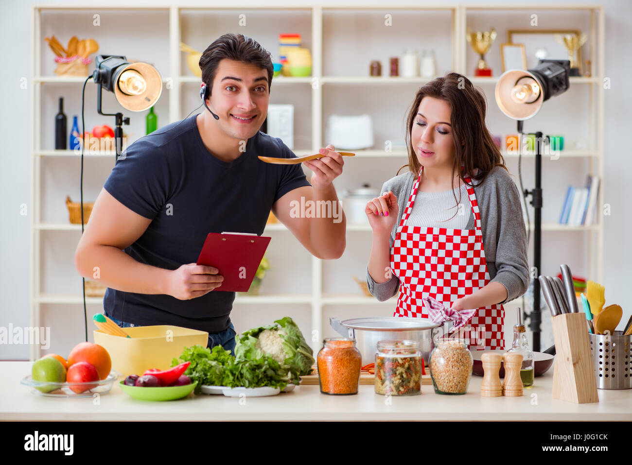 Food cooking tv show in the studio Stock Photo - Alamy