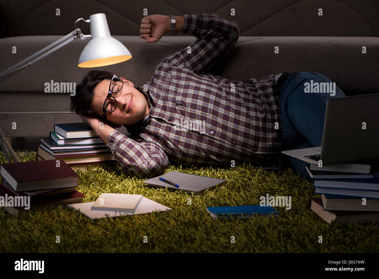 Student reading books preparing for exams Stock Photo - Alamy