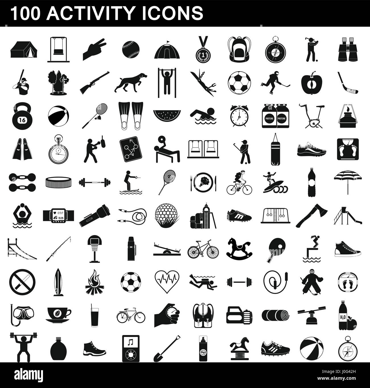 100 activity icons set, simple style Stock Vector Image & Art - Alamy