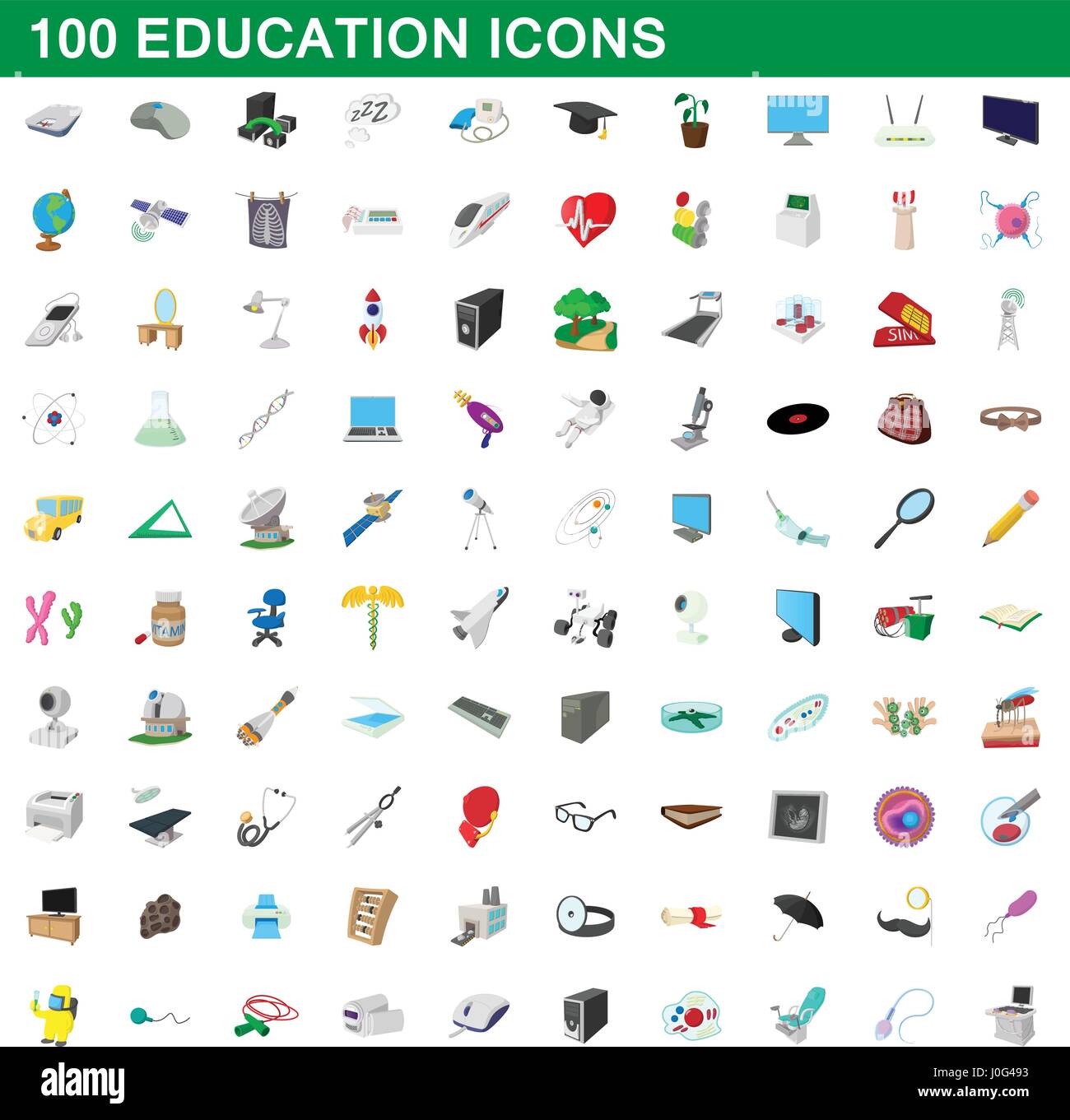 100 education icons set, cartoon style Stock Vector Image & Art - Alamy