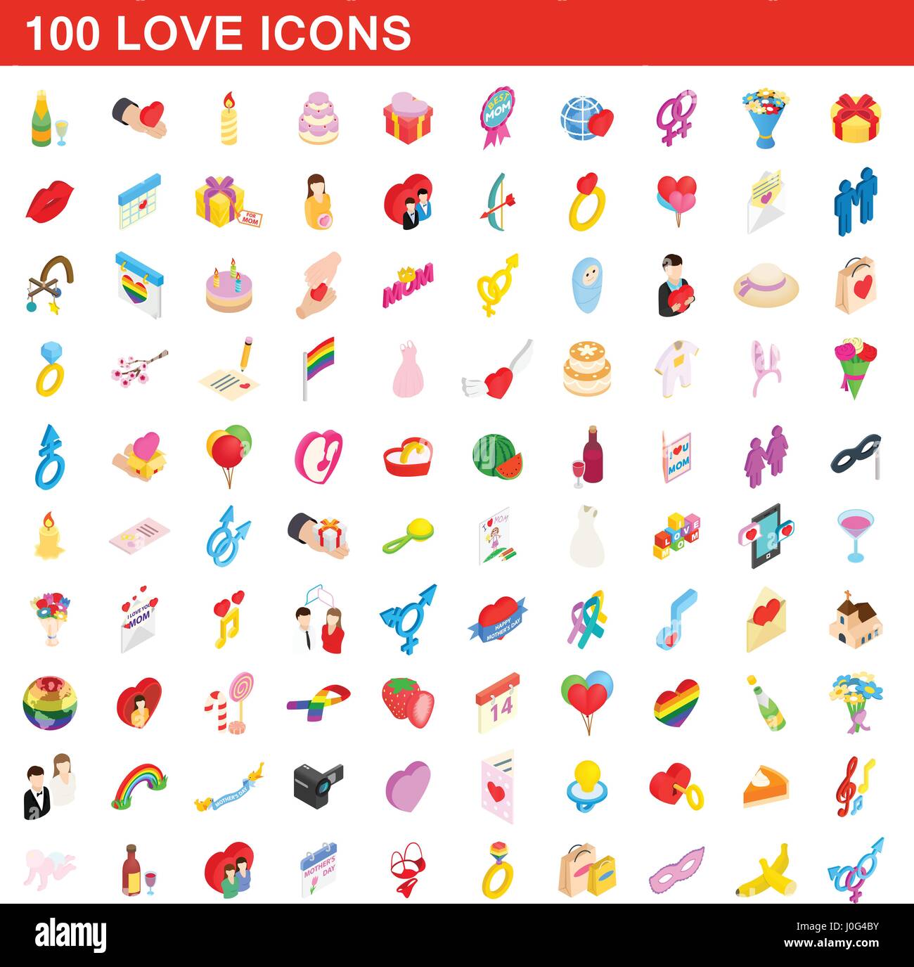100 love icons set, isometric 3d style Stock Vector Image & Art - Alamy