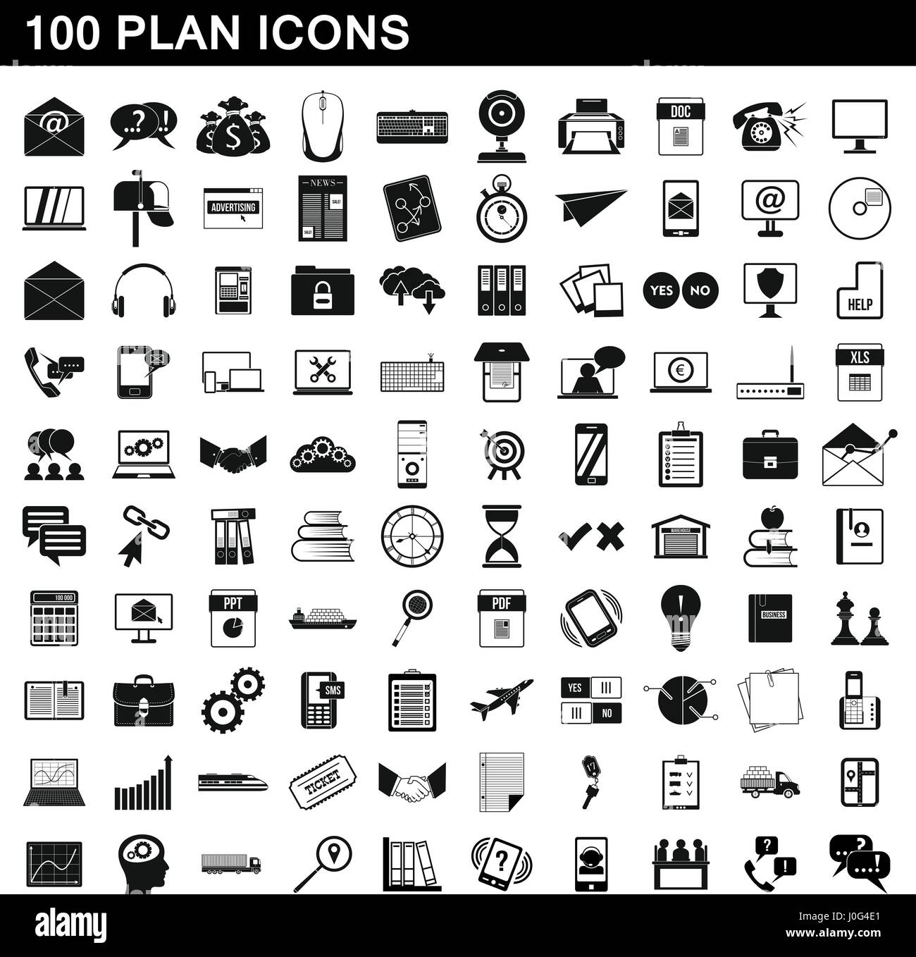 100 plan icons set, simple style Stock Vector Image & Art - Alamy