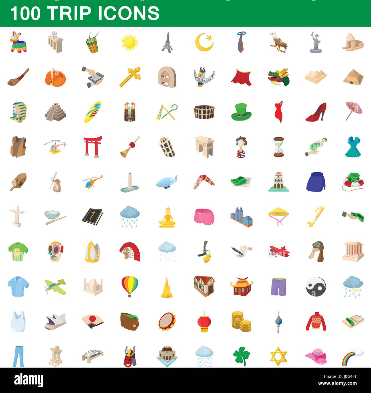 100 trip icons set, cartoon style Stock Vector Image & Art - Alamy