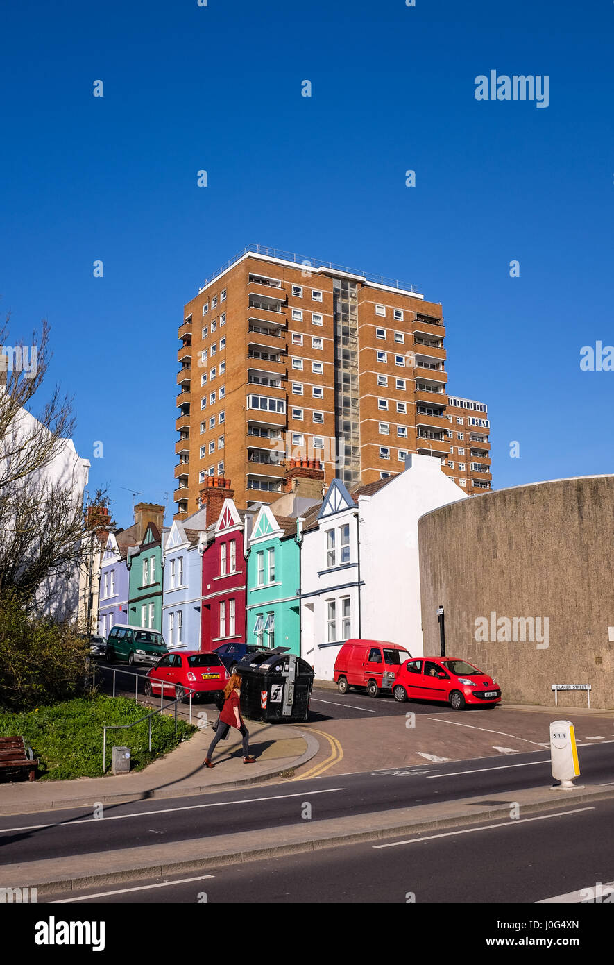 Mixture of architecture in Brighton with Victorian painted houses in ...
