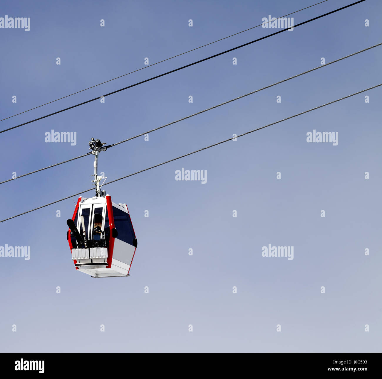 Gondola lift with ski and snowboards. Ski resort Gudauri, Georgia ...