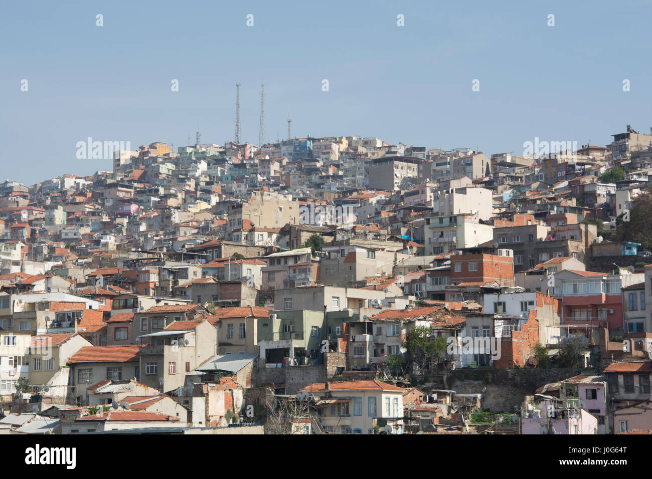 Slum neighborhood. Old settlement area built on slopes Stock Photo - Alamy