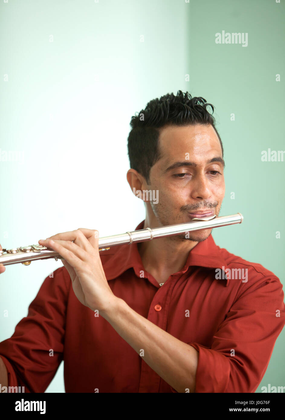 Flute player, Havana, Cuba Stock Photo - Alamy