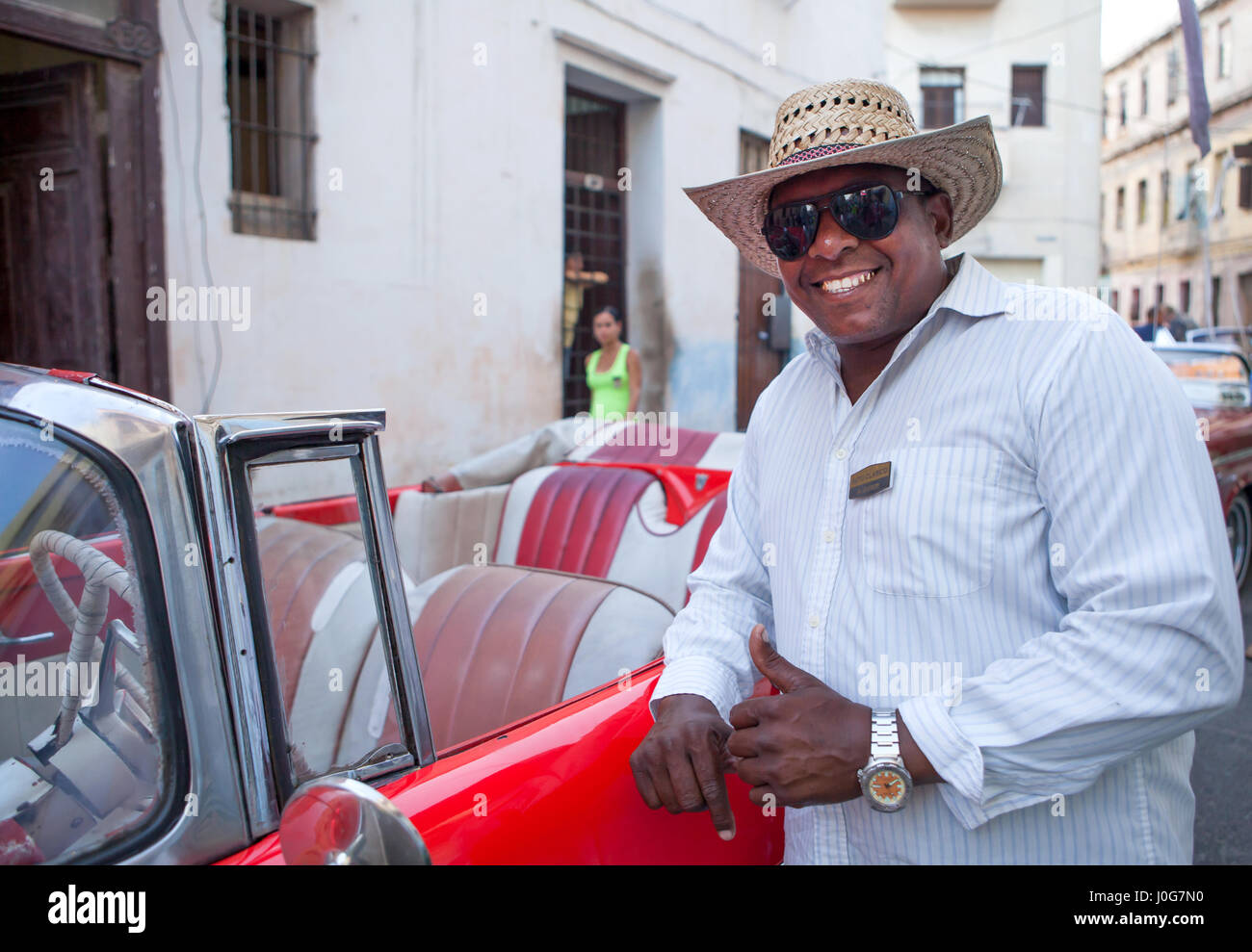Taxi driver, Havana, Cuba Stock Photo - Alamy