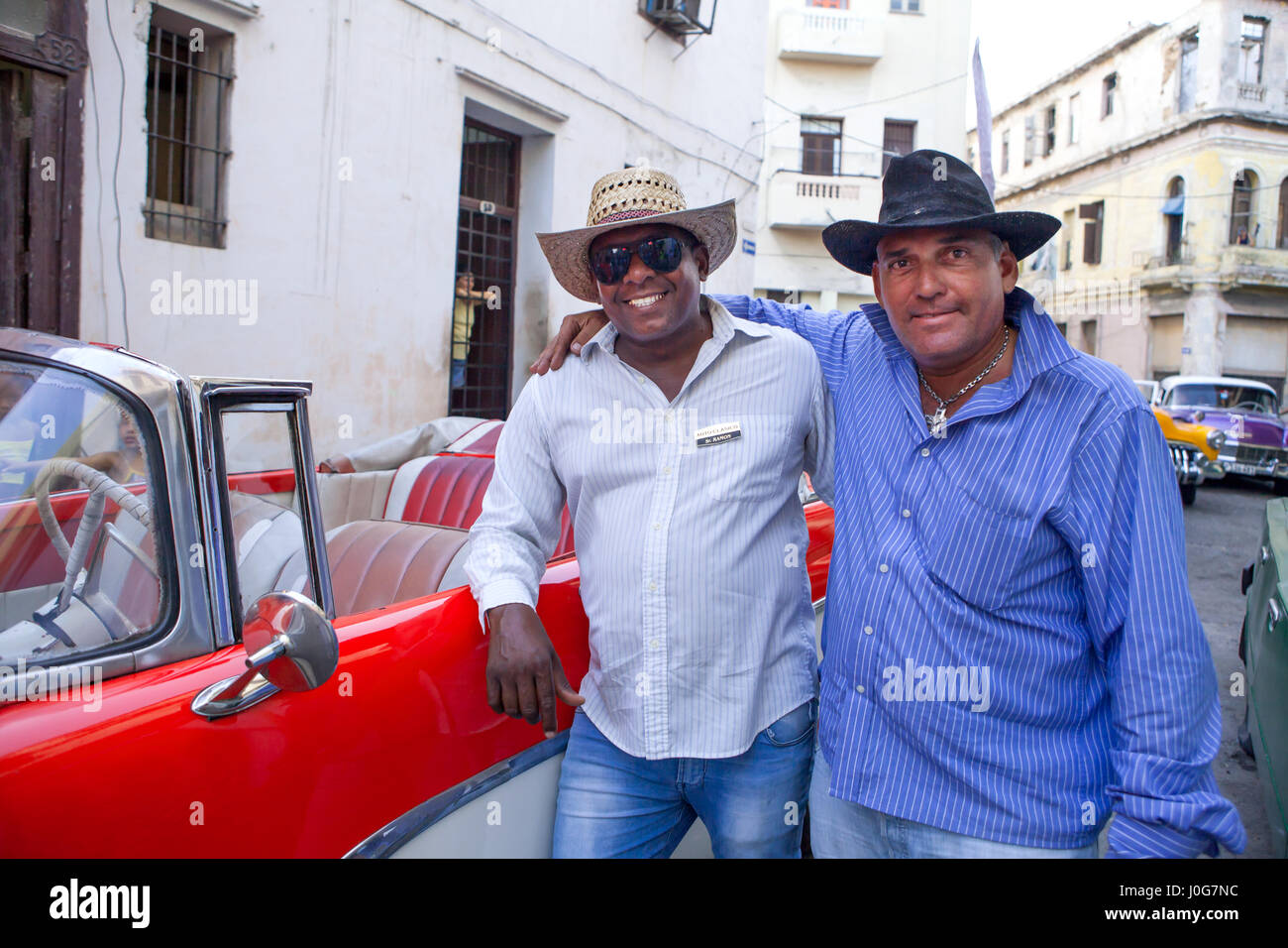Taxi drivers, Havana, Cuba Stock Photo - Alamy