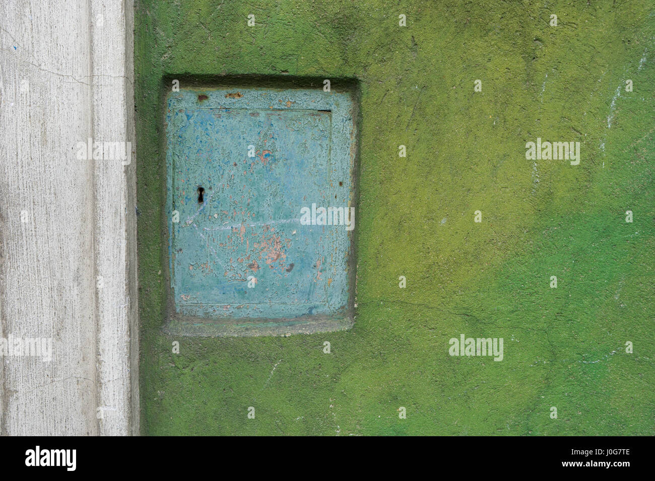 Locker with green painted wall Stock Photo - Alamy
