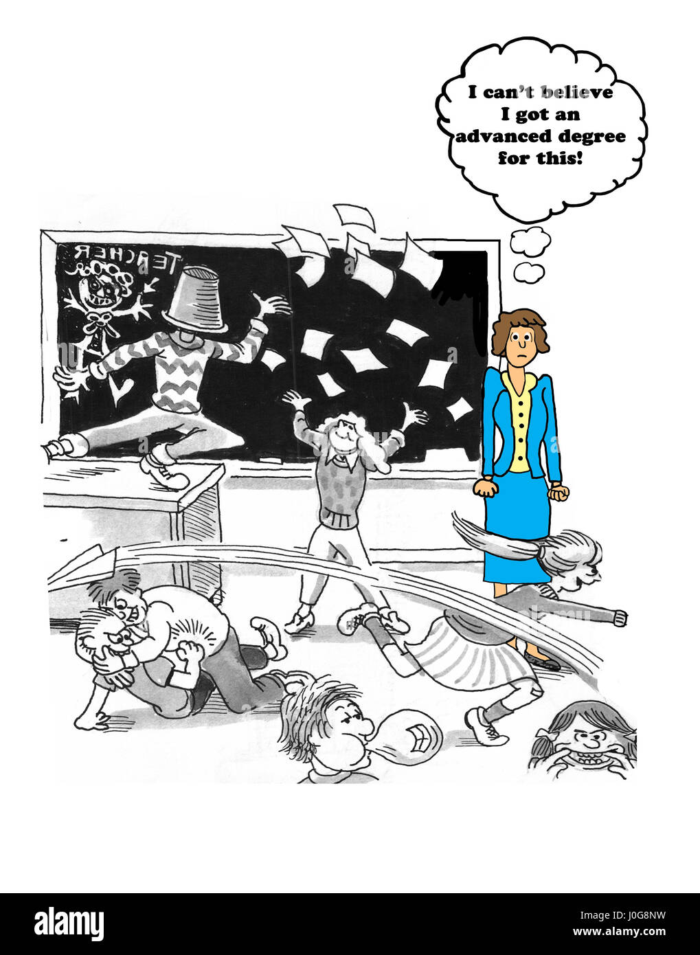 Education cartoon about a misbehaving class Stock Photo - Alamy