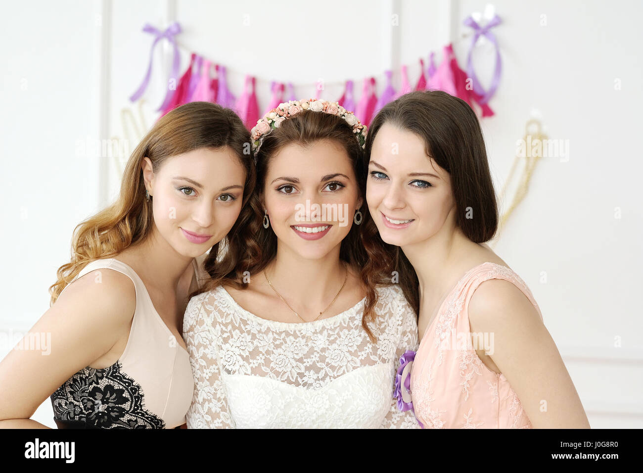 Team bride. Women celebrating bachelorette party Stock Photo - Alamy