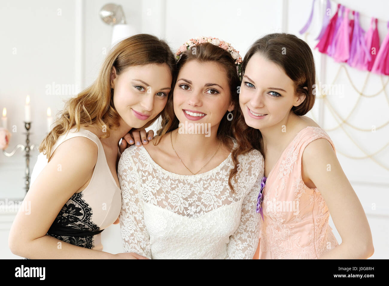 Team bride. Women celebrating bachelorette party Stock Photo - Alamy
