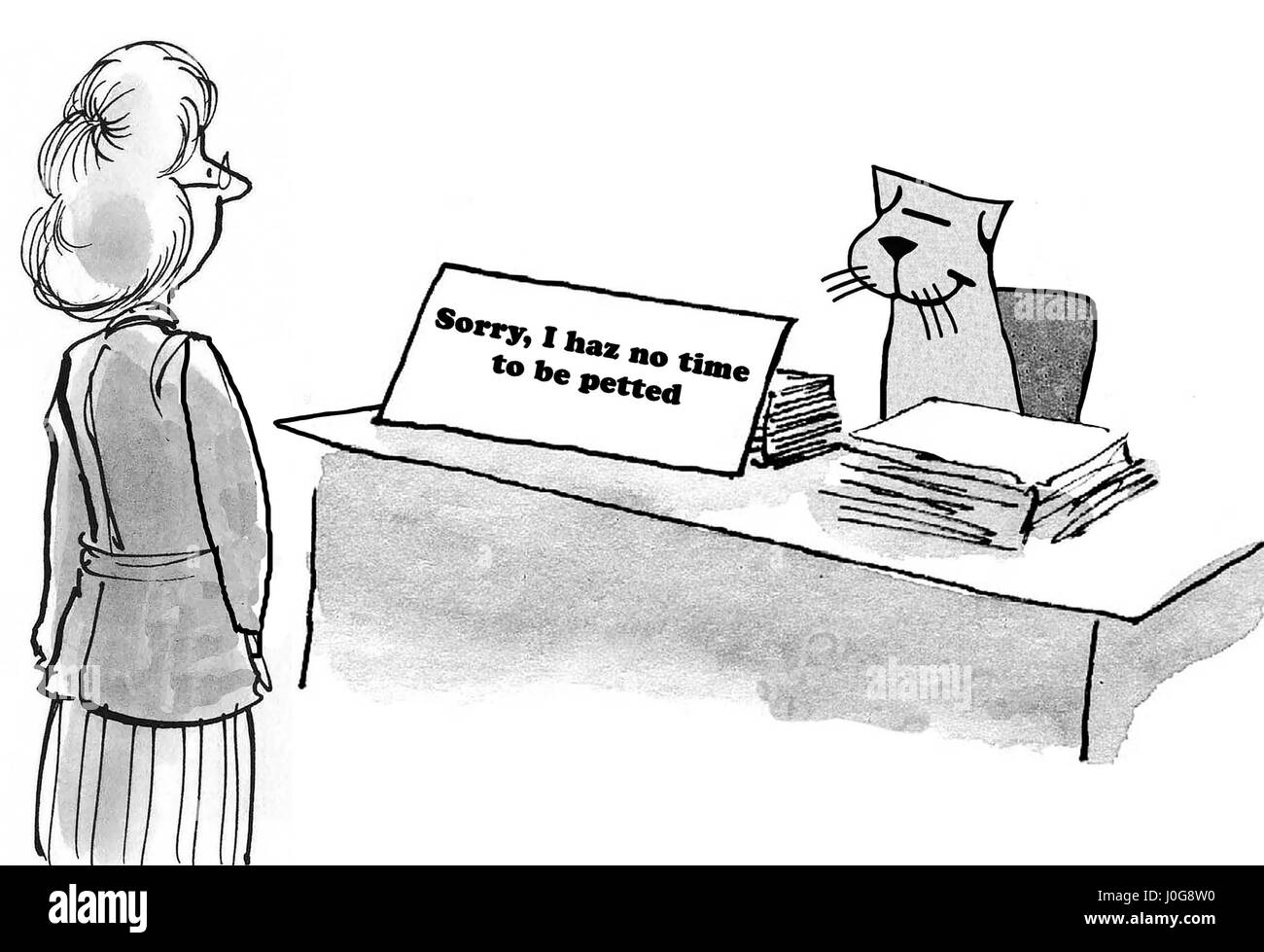 Business cartoon about a worker who cannot talk, he is focused on ...