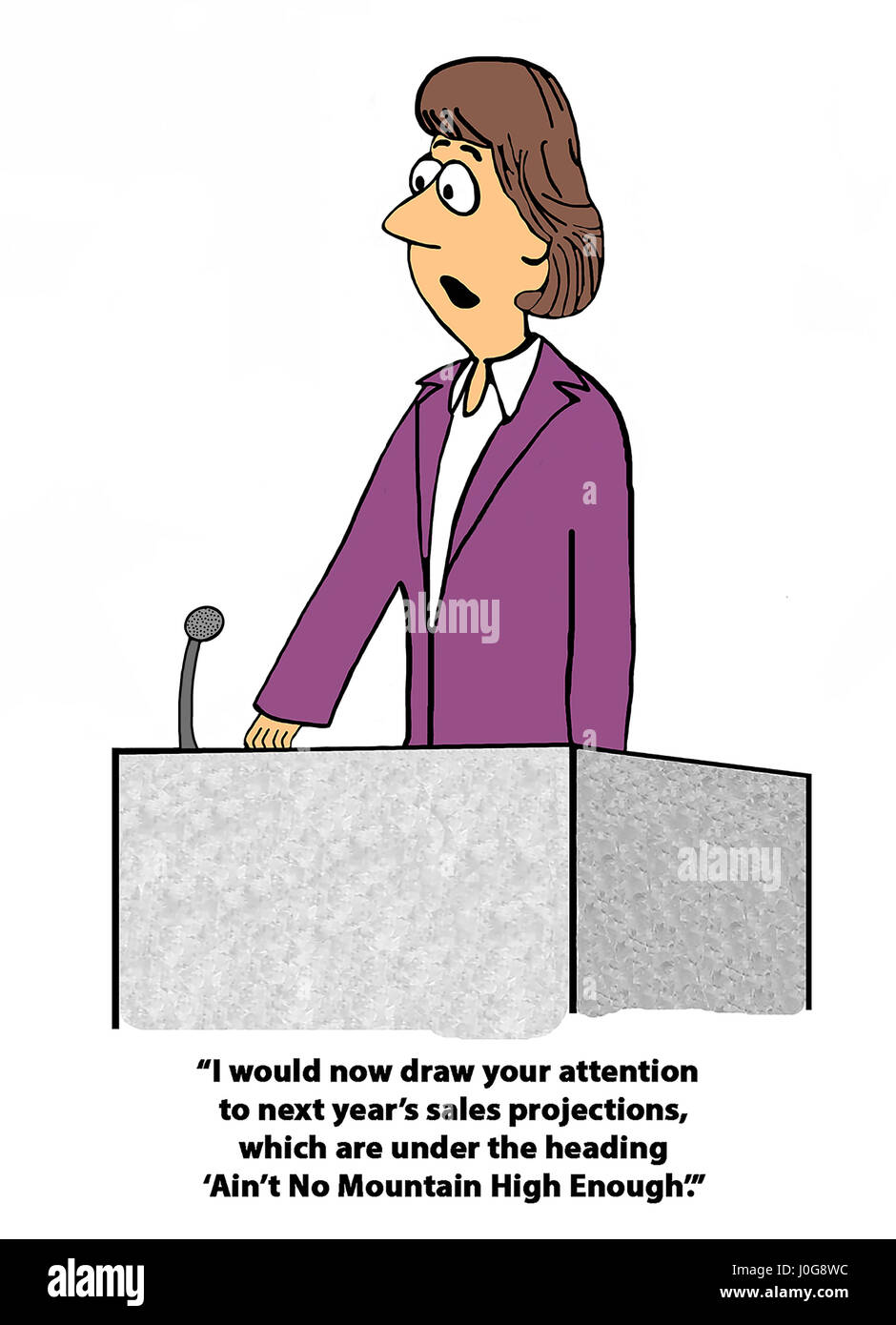 Business cartoon about a big sales goal for the next year Stock Photo ...