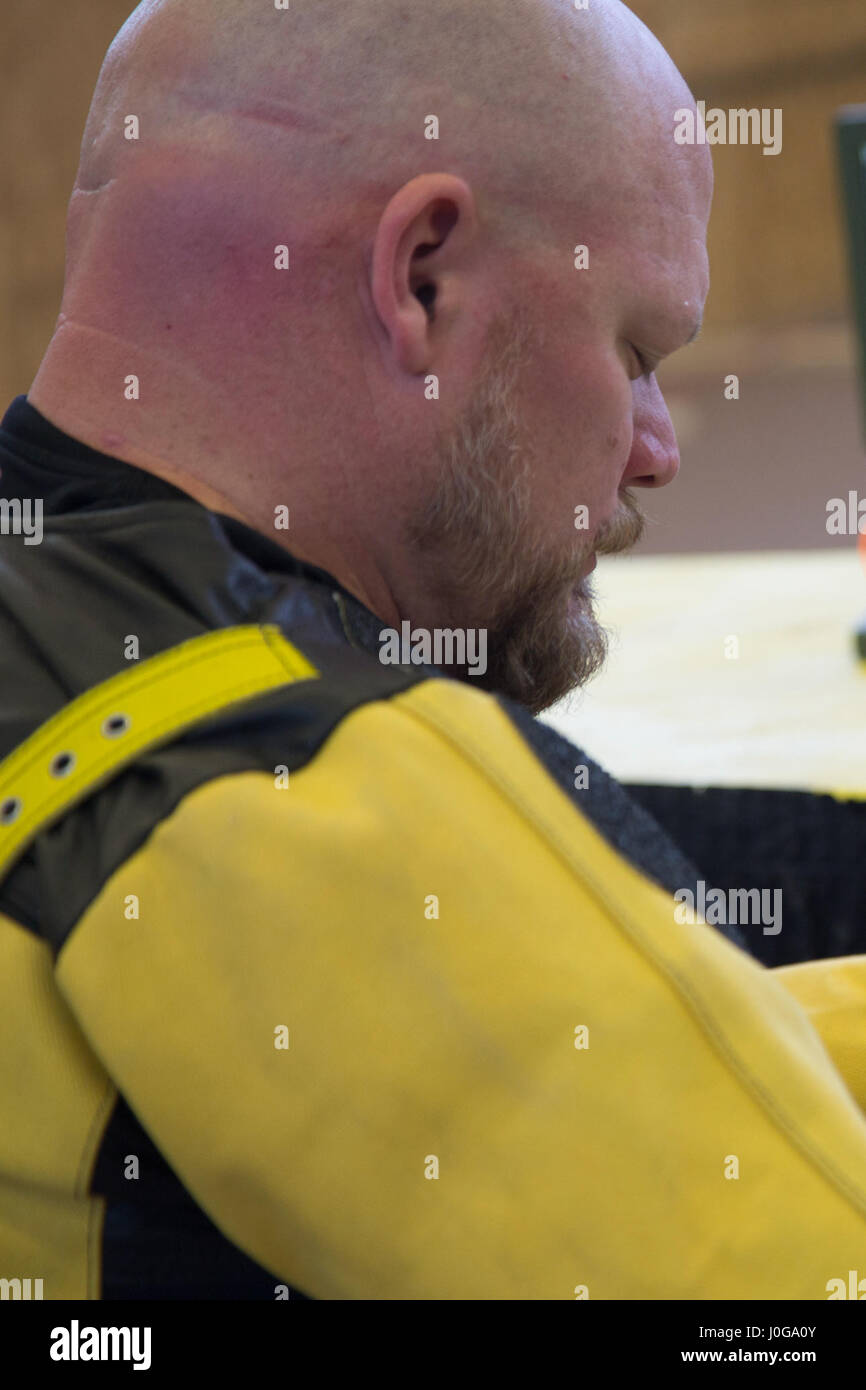 U.S. Army veteran, David Heaton, competes in the Air Rifle event for ...