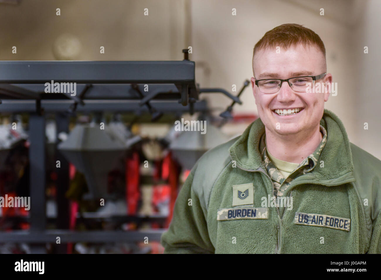 U.S. Air Force Tech. Sgt. Tom Burden, an F-16 Fighting Falcon weapons ...