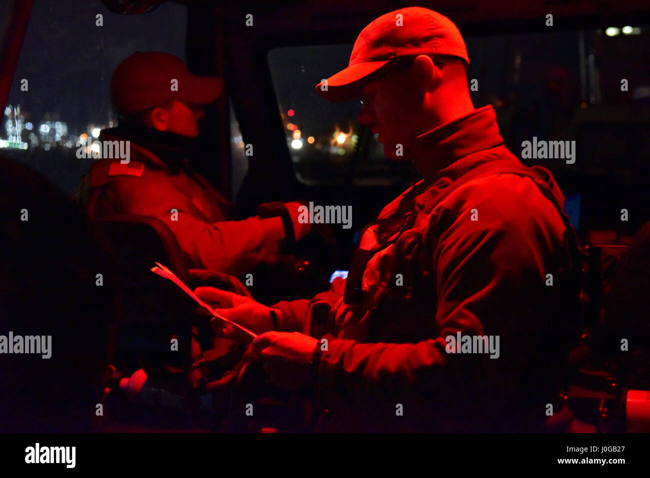 U.S. Coast Guard Port Security Unit 312 members conduct night ...
