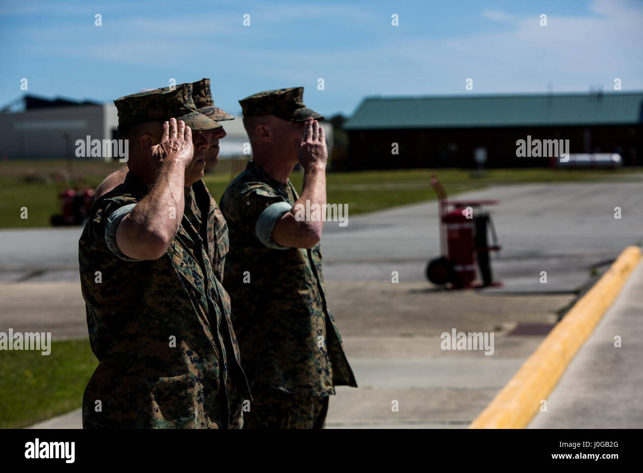 U.S. Marine Corps Brig. Gen. Matthew G. Glavy, Sgt. Maj. Howard Kreamer ...