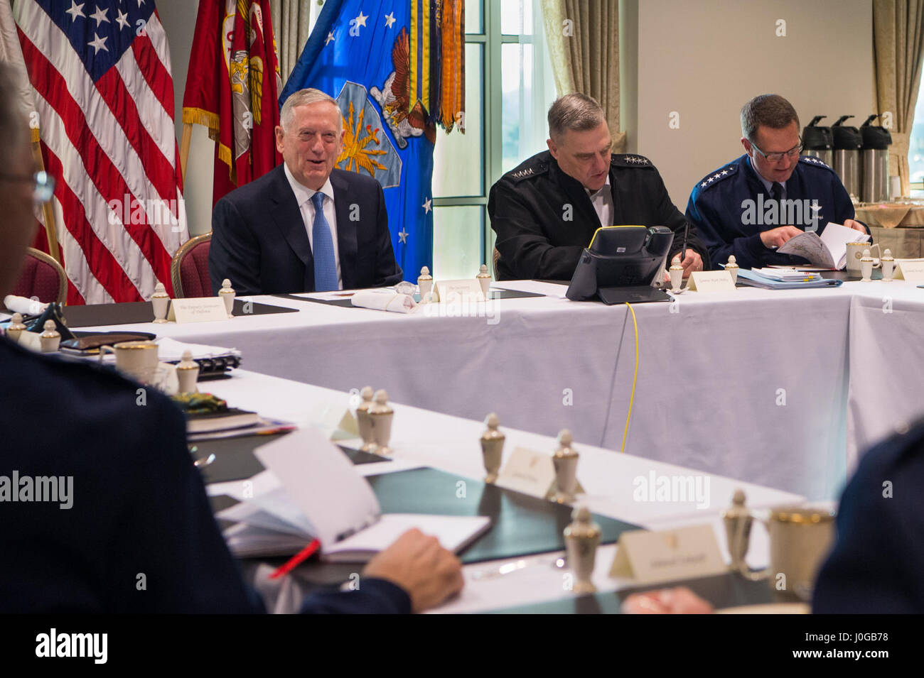 Defense Secretary Jim Mattis meets with military service chiefs and ...