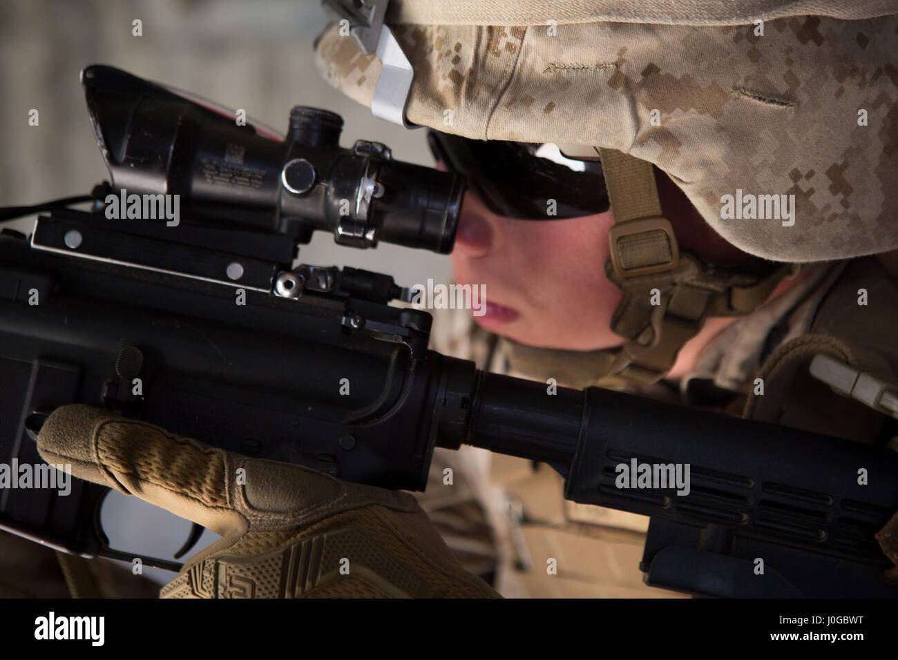 U.S. Marine Cpl. Luc Lachance, a machine gunner with Marine Rotational ...