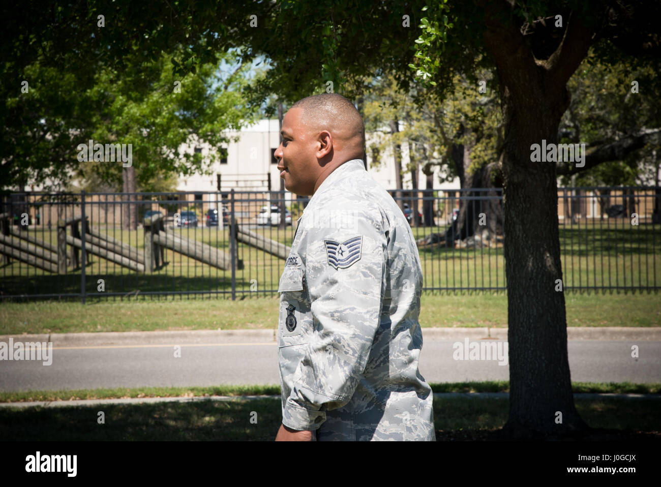 Tech. Sgt. Kentrill Rhodes, 403rd Security Forces Squadron, leads ...