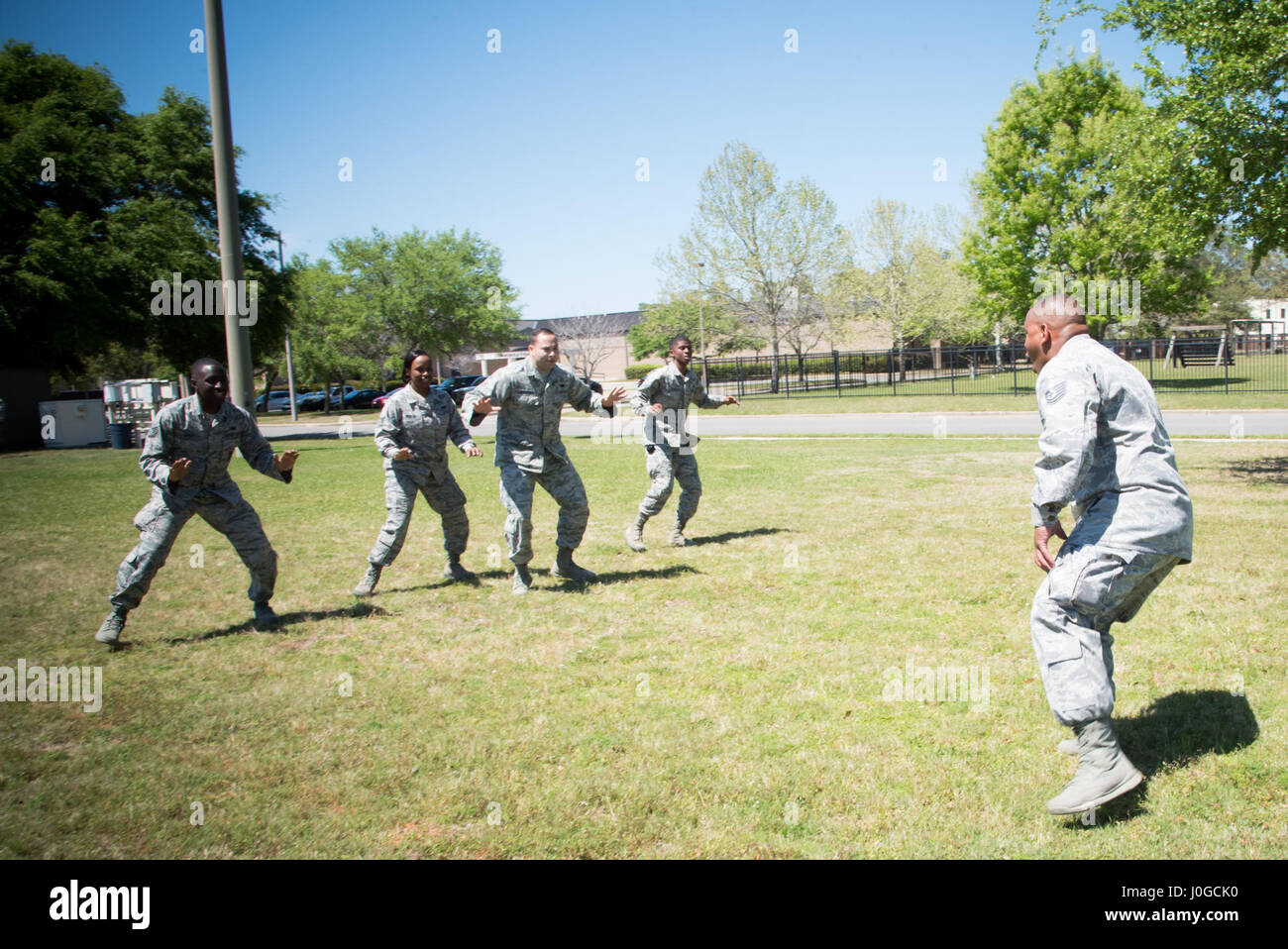 Tech. Sgt. Kentrill Rhodes, 403rd Security Forces Squadron, leads ...
