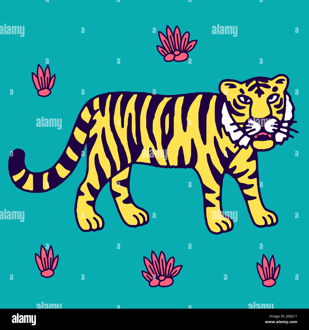 Cute tiger cartoon roaring hi-res stock photography and images - Alamy
