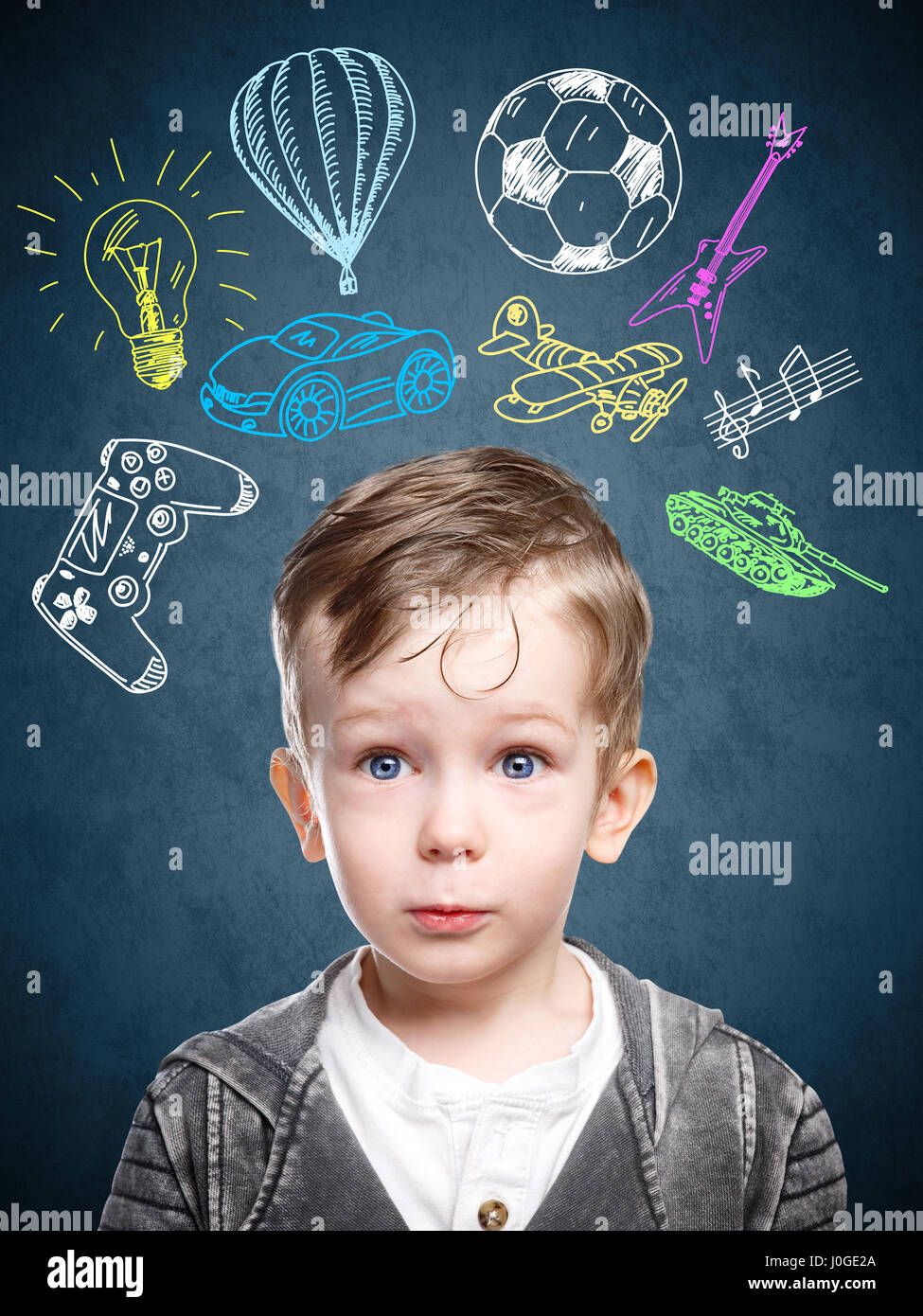 A conceptual image of a thinking child Stock Photo - Alamy