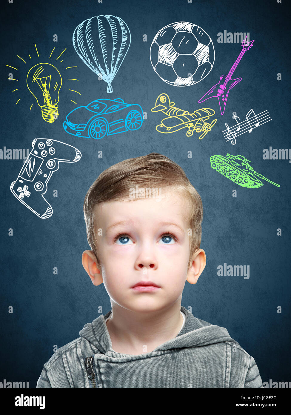 A conceptual image of a thinking child Stock Photo - Alamy