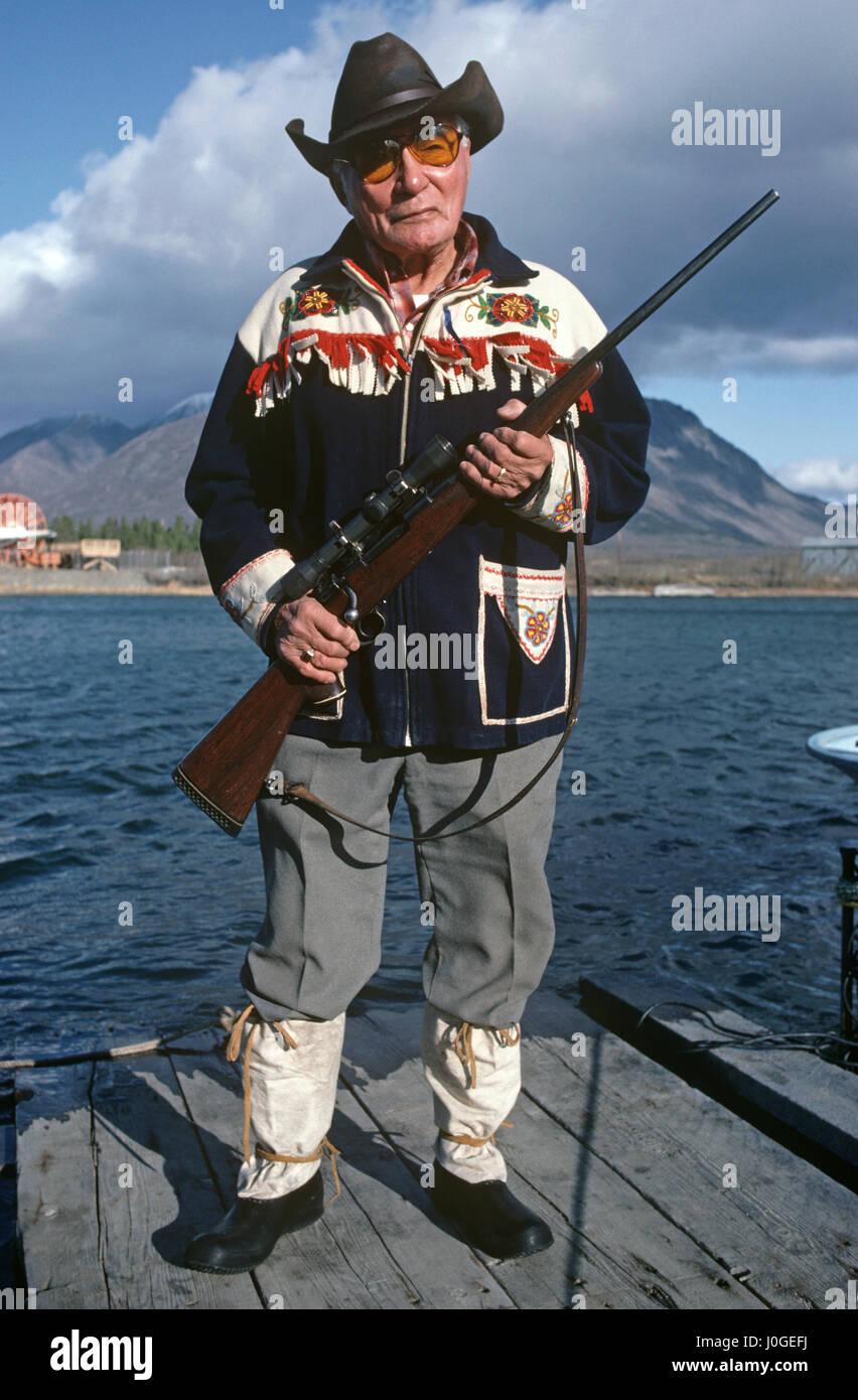 Johnny Johns, Indian trapper, in ceremonial costume, Tagish First ...