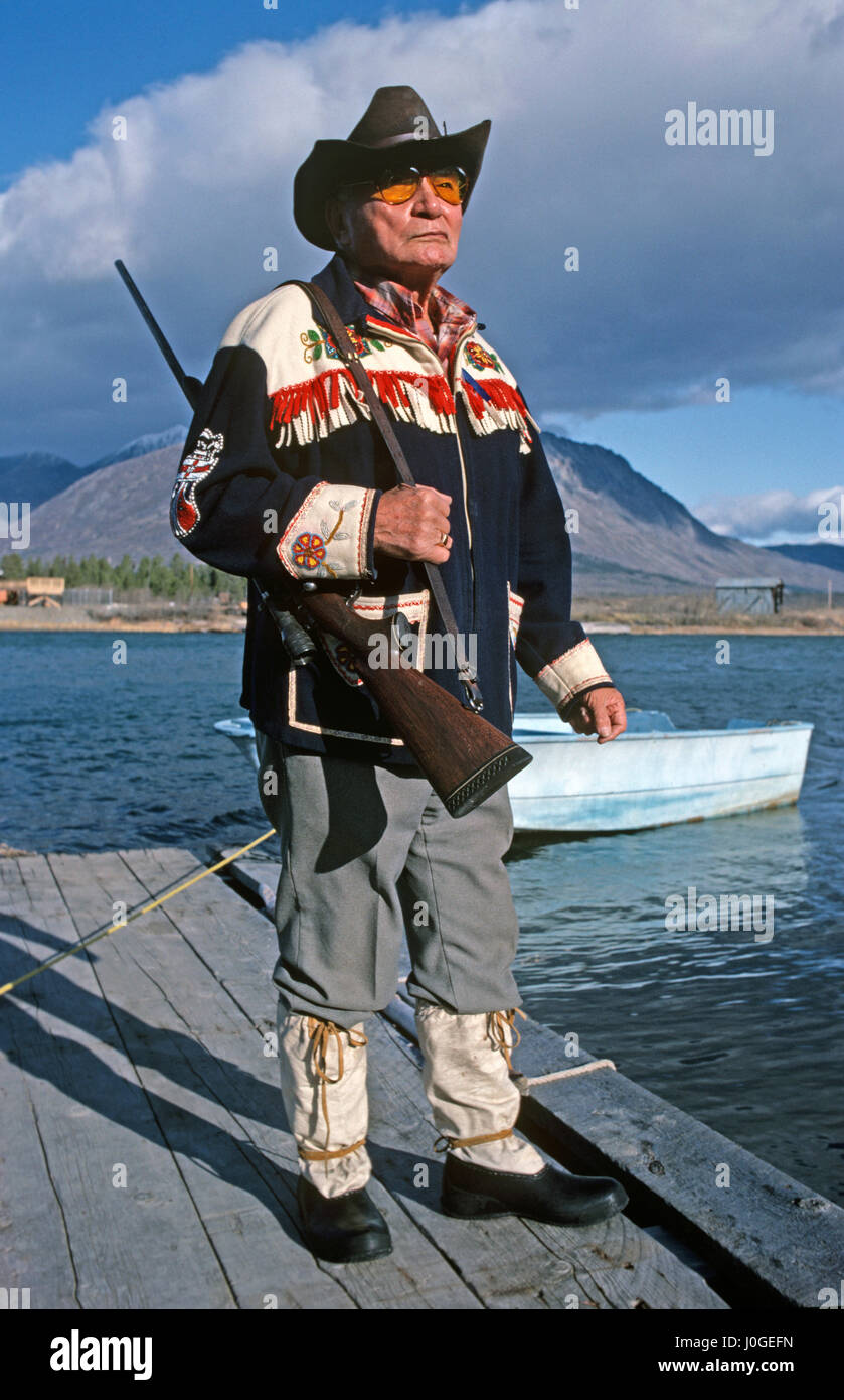 Johnny Johns, Indian trapper, in ceremonial costume, Tagish First ...