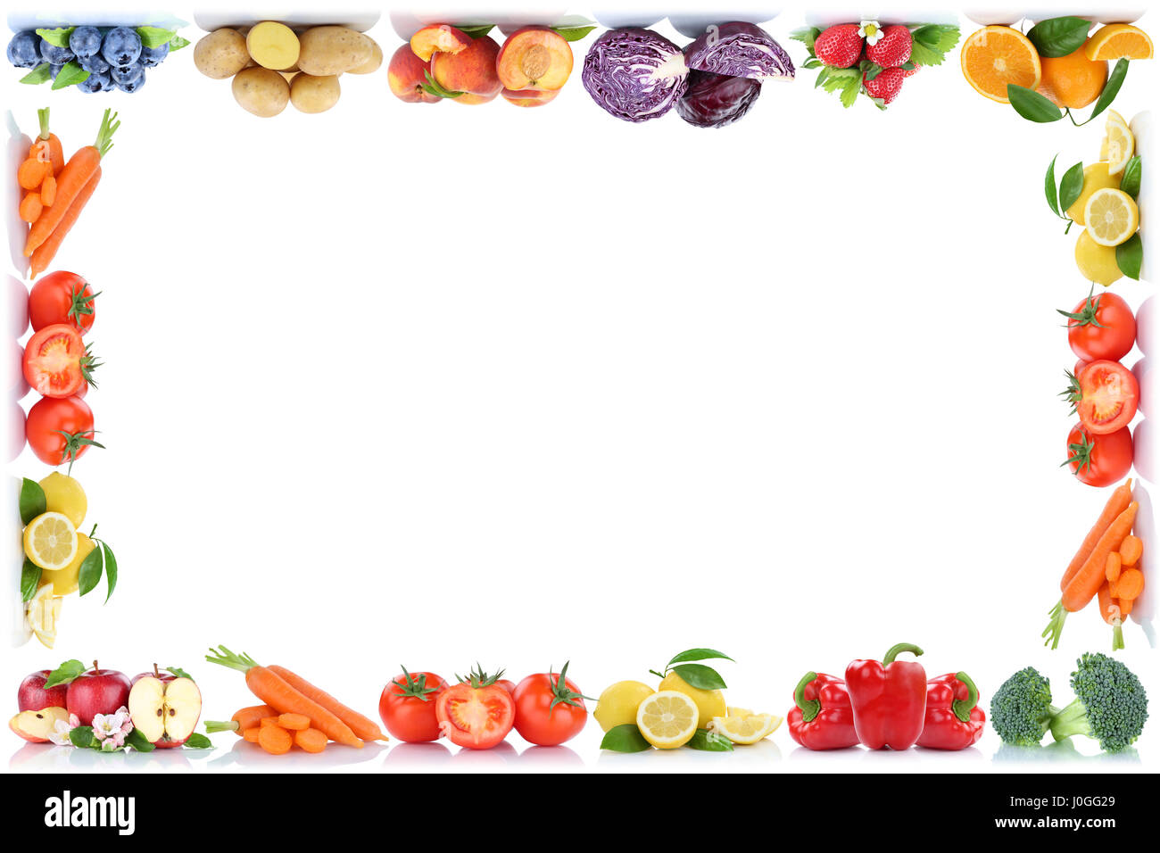Fruits and vegetables copyspace frame border copy space apple orange ...