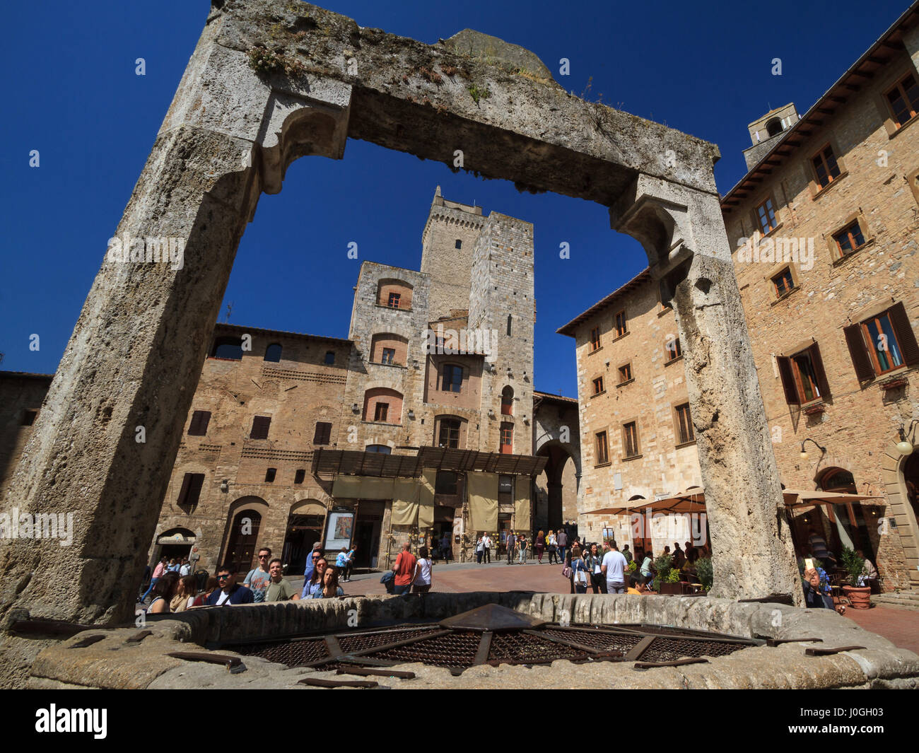 San Gimignano, April 2017: View of medieval fortress famous as the Town ...