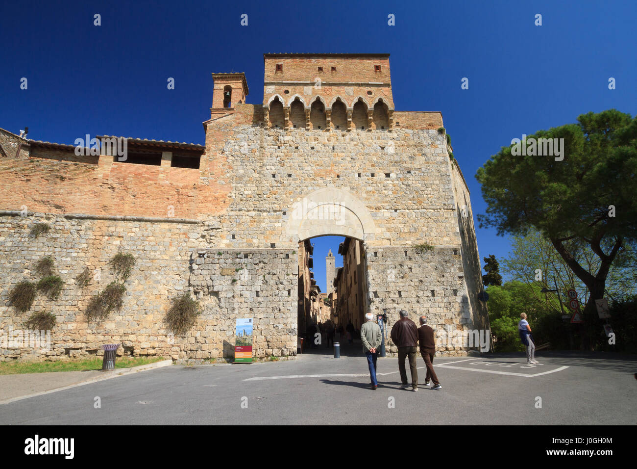 San Gimignano, April 2017: View of medieval fortress famous as the Town ...