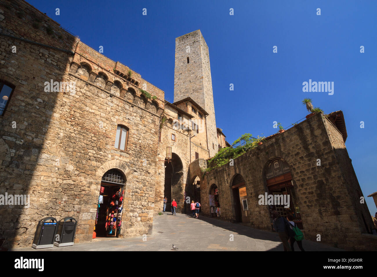 San Gimignano, April 2017: View of medieval fortress famous as the Town ...