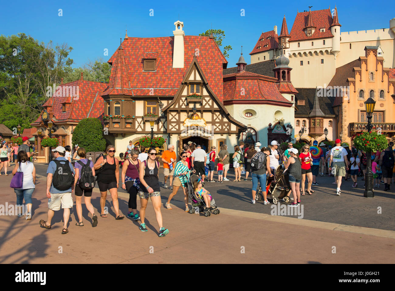 Epcot Germany Pavilion, People, Disney World, Orlando Florida HS Stock ...