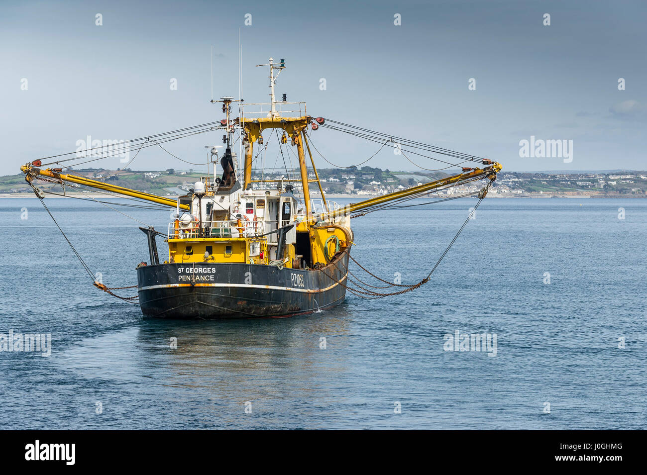 Beam trawler Leaving harbour Fishing vessel Fishing boat Fishing ...
