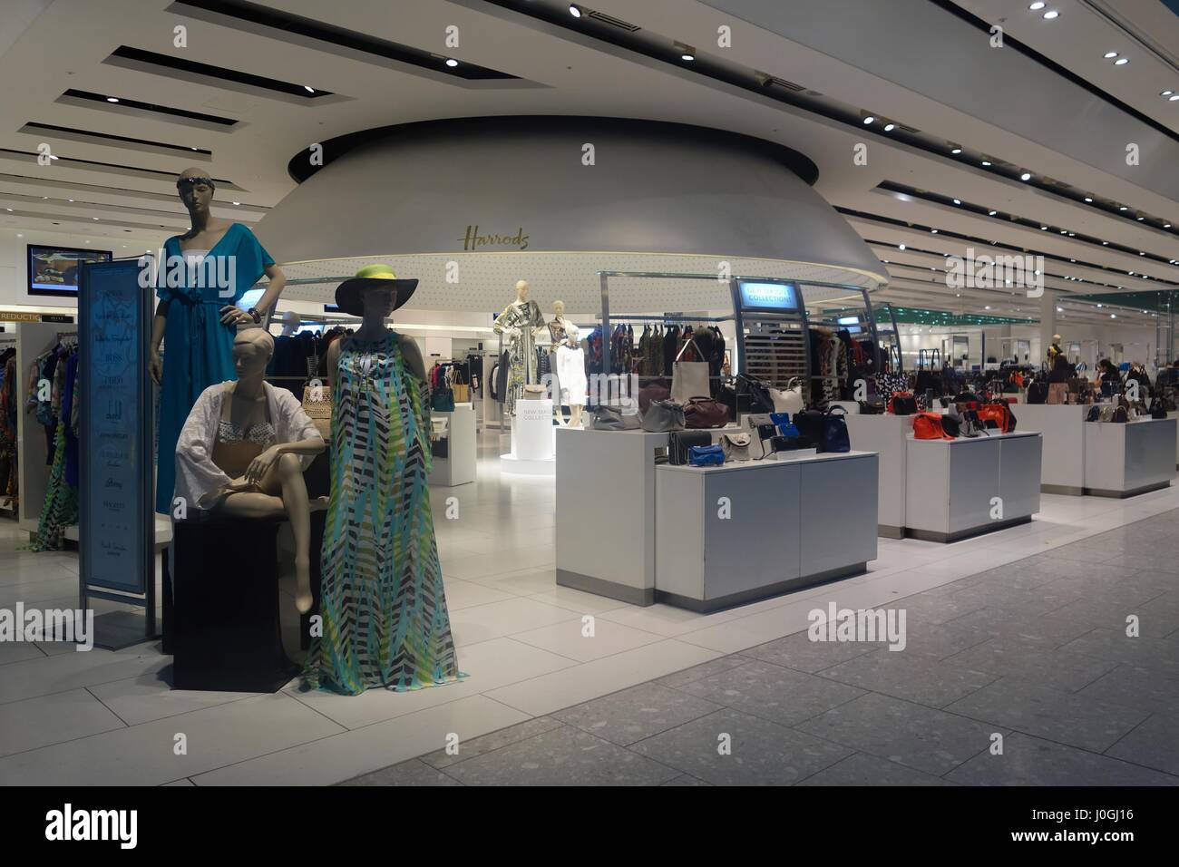 Open plan layout of the Harrods store in terminal five London Heathrow ...
