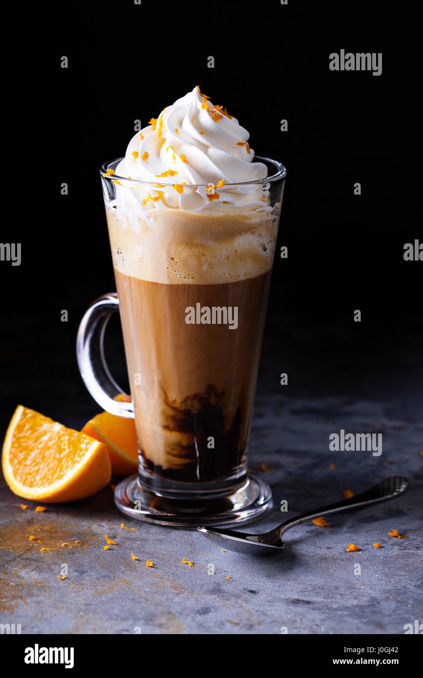 Hot viennese coffee with whipped cream Stock Photo - Alamy