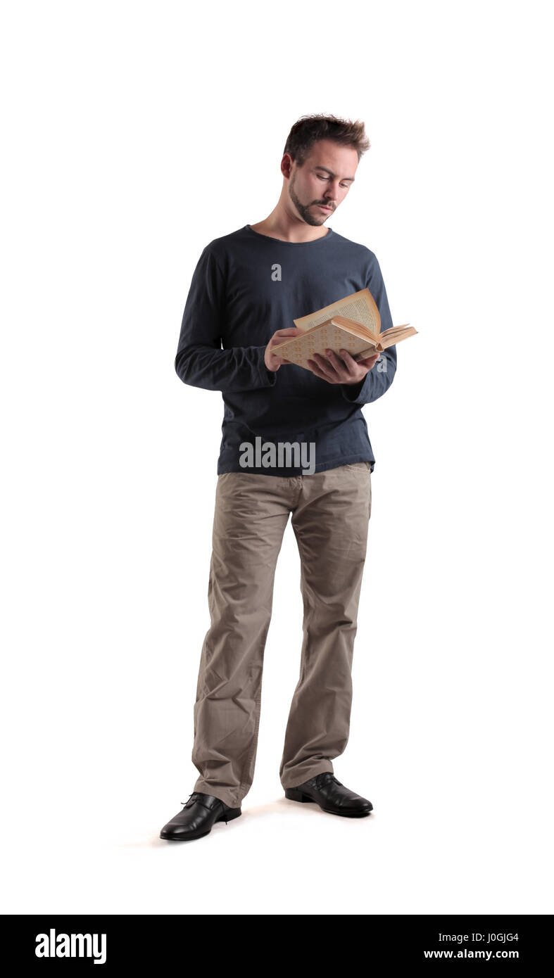 Man reading book Stock Photo - Alamy