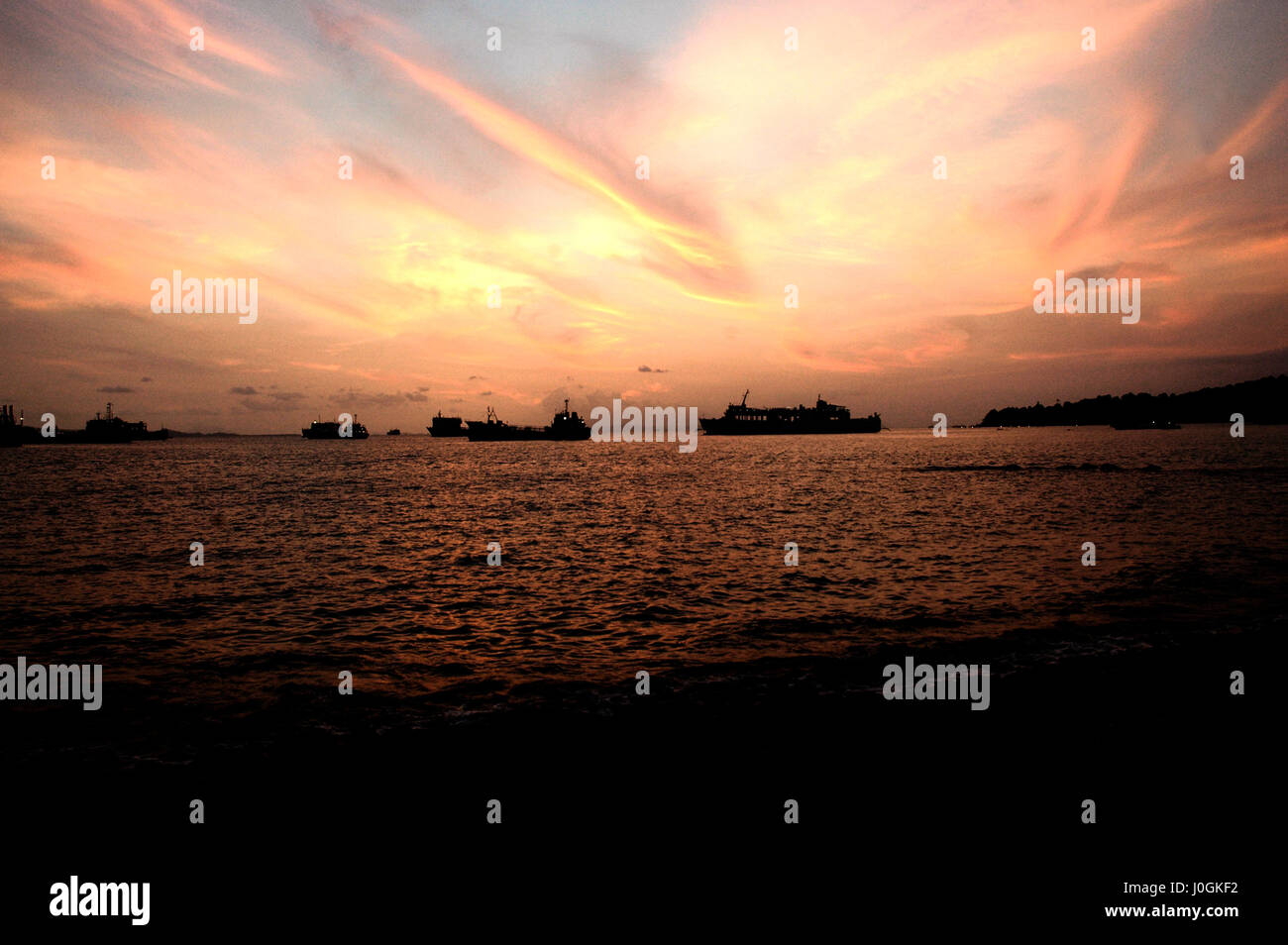 Sunset in Merak Beach, Banten, Indonesia Stock Photo - Alamy