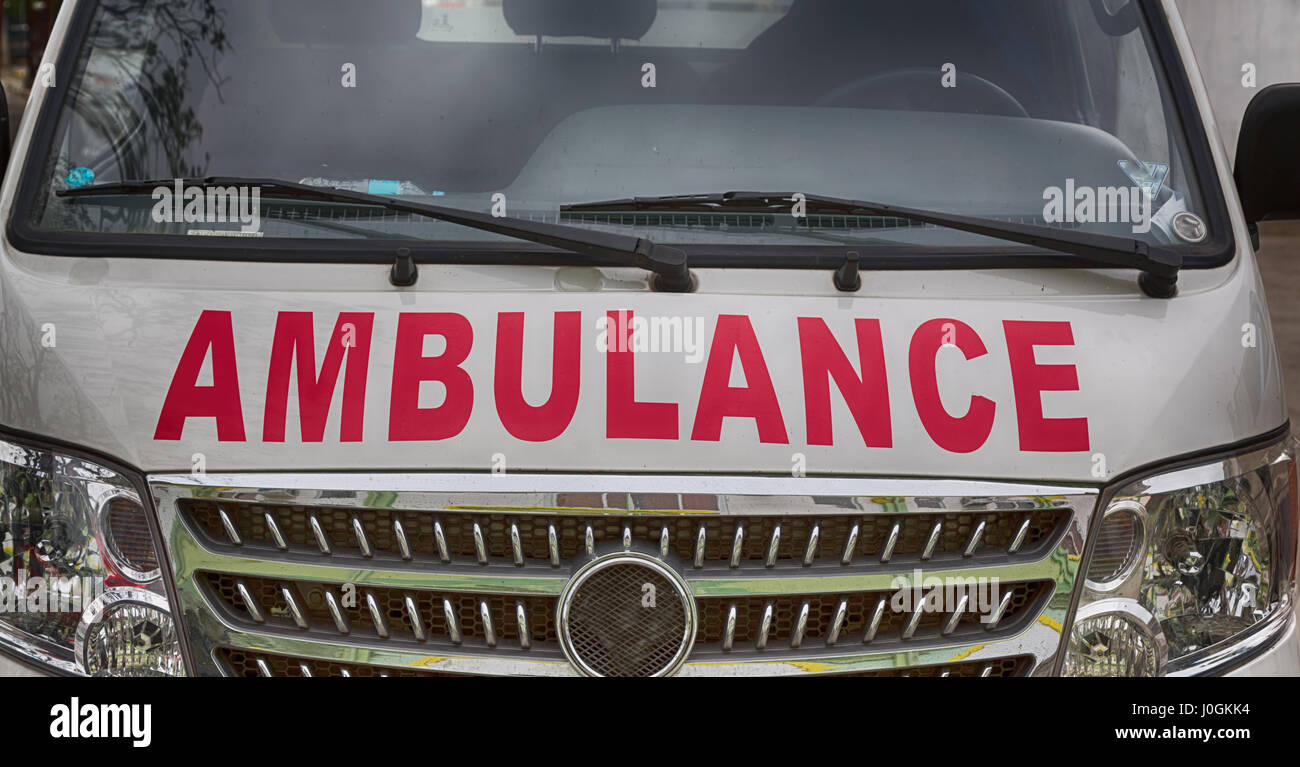 in philippines old dirty bonnet of an ambulance concept of medical care ...