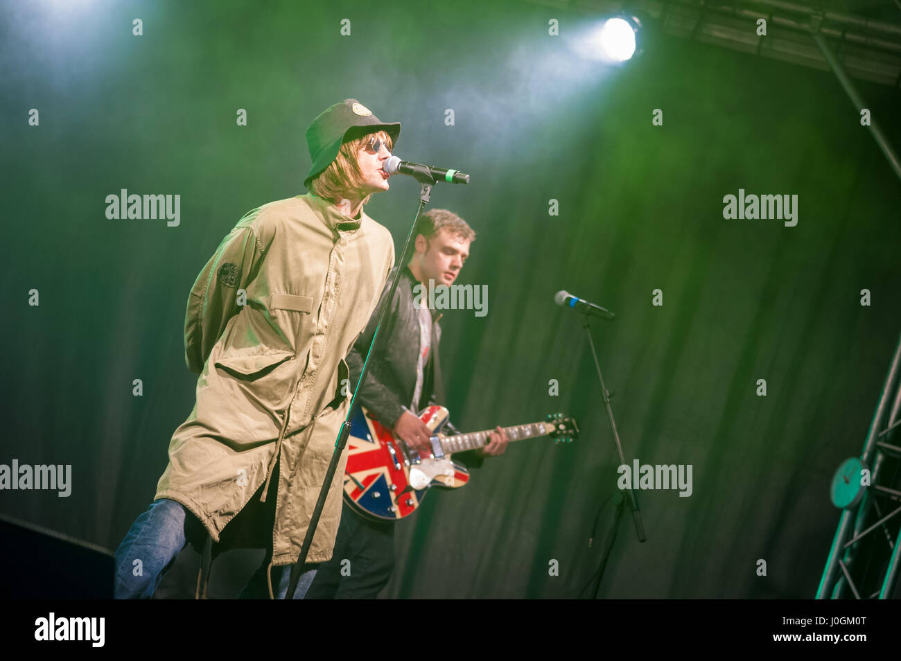 Paul Higginson performing as Liam Gallagher in rock tribute act, Oasish ...