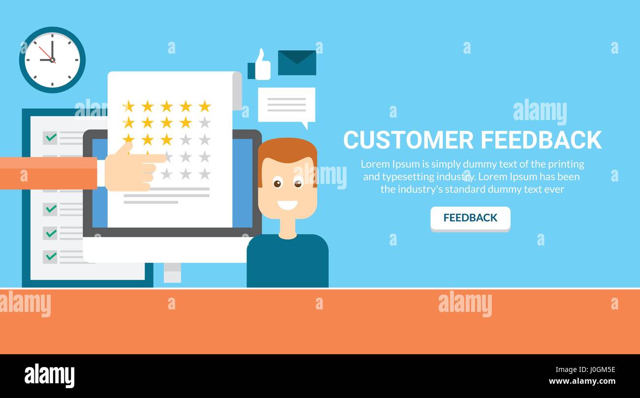 Customer feedback, customer review and customer rating. Flat design ...