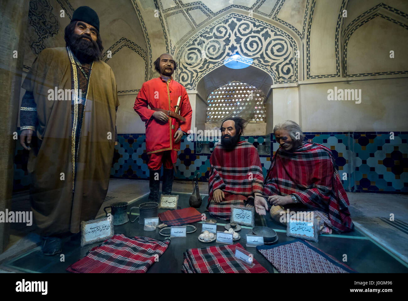 Wax sculptures in bathouse of oldest extant Persian garden in Iran ...