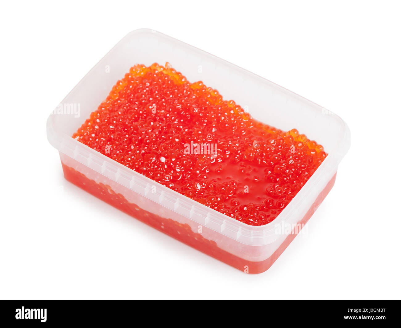 Red caviar in container isolated on white background Stock Photo - Alamy